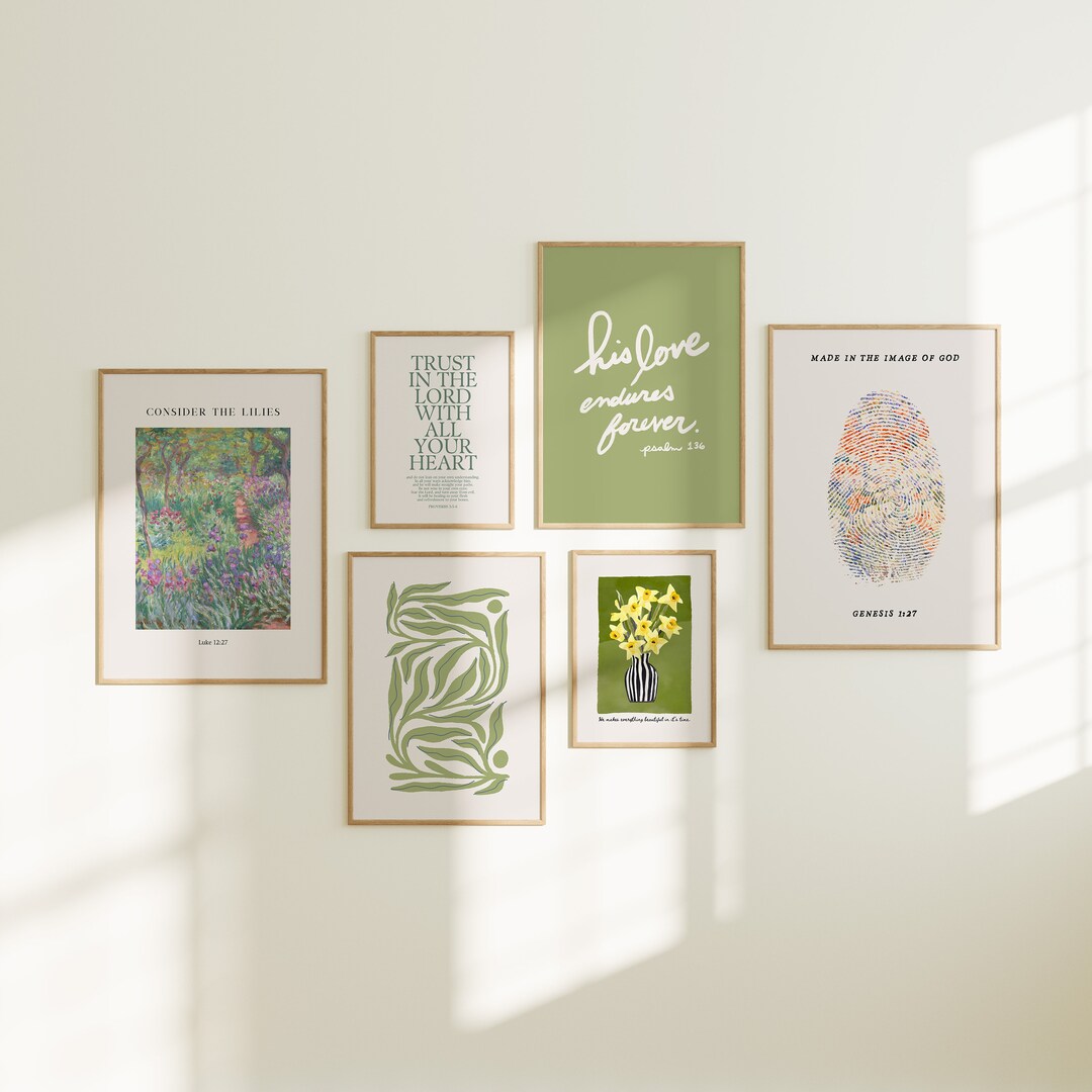 Spring Christian Gallery Wall Set Colorful Home Wall Decor for ...