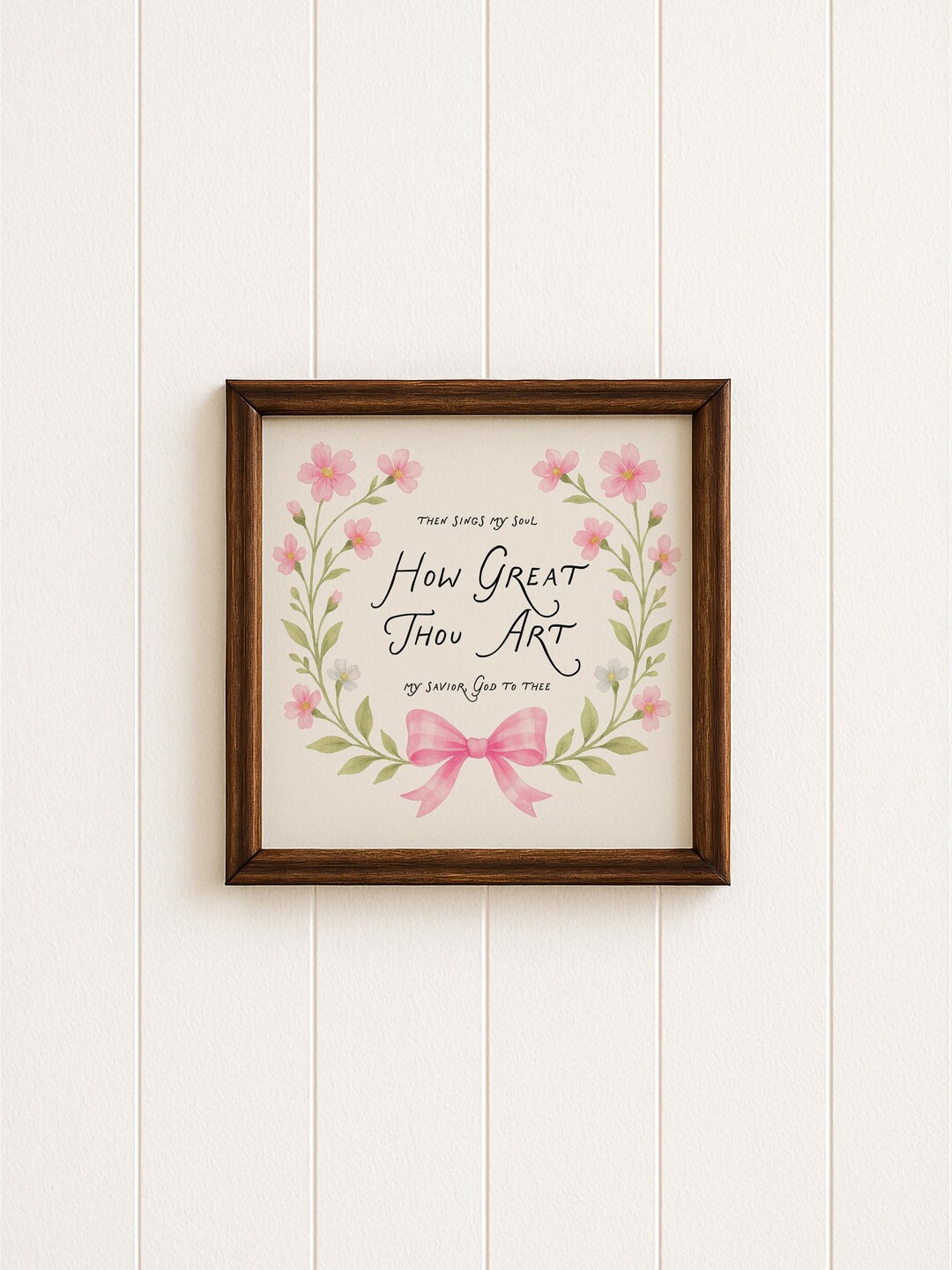 Christian Hymn Wall Art Print, How Great Thou Art Pink Floral Decor ...