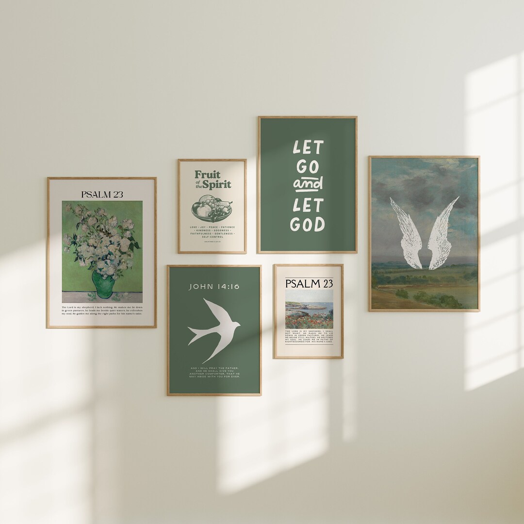 Sage Green Christian Wall Art Set: Vintage Bible Verse Prints (digital ...
