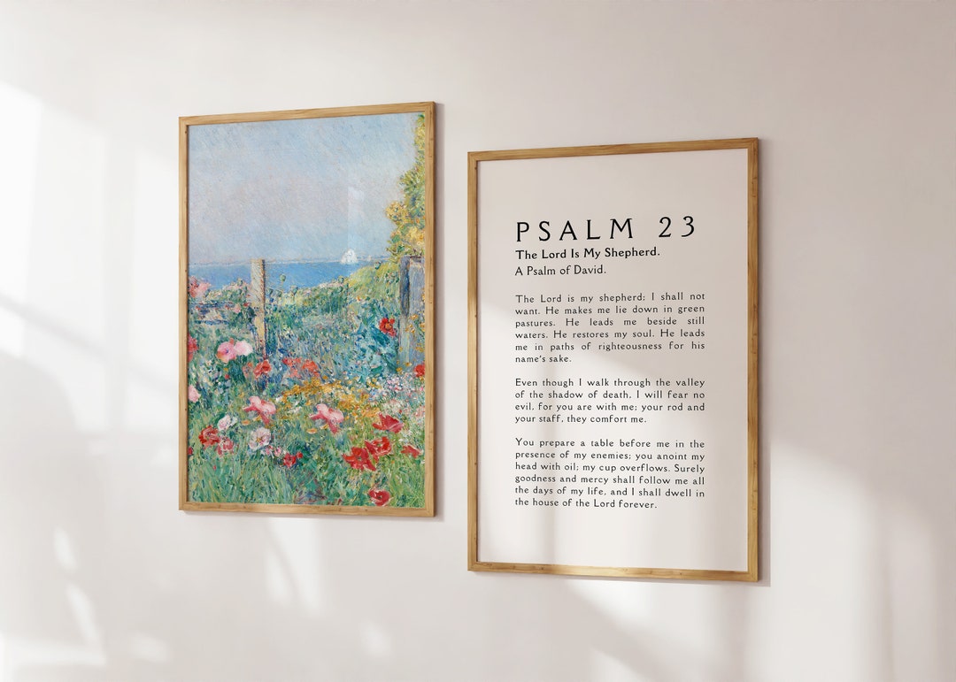 Psalm 23 Vintage Christian Art Print Set: Coastal Bible Verse (digital ...