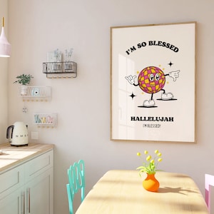 I'm so Blessed Large Wall Poster, Retro Mascot Wall Art, Christian Wall ...