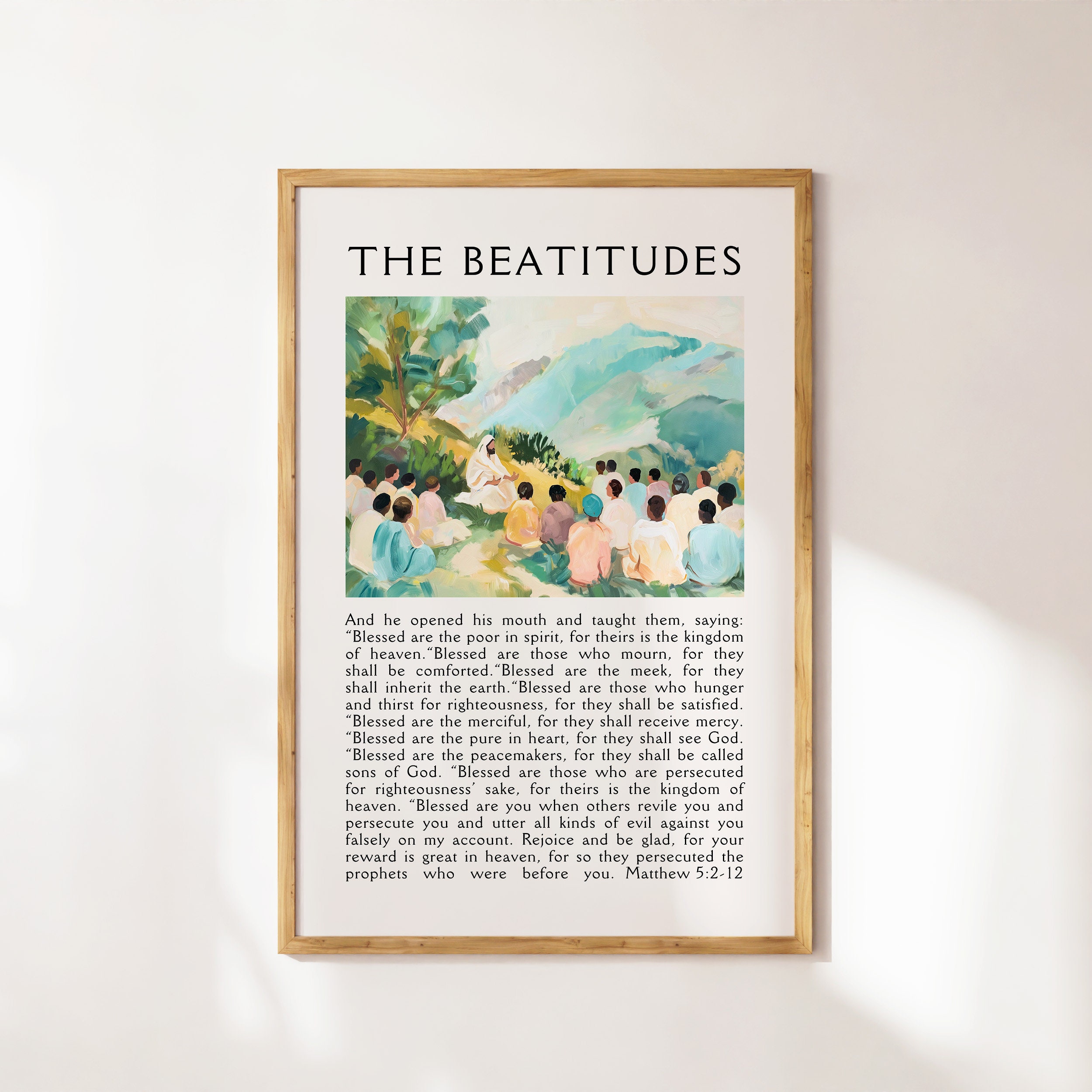 Beatitudes Vintage Christian Poster: Bible Verse Wall Art (digital ...