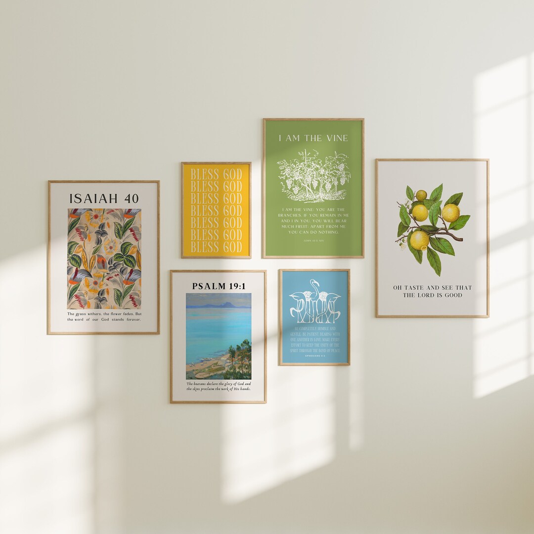 Summer Tropical Wall Art, Christian Wall Art, Colorful Gallery Set of 6 ...