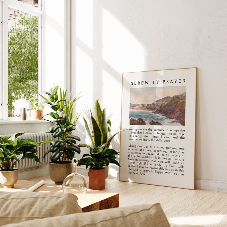 Vintage Serenity Prayer Christian Poster: Landscape Bible Verse ...