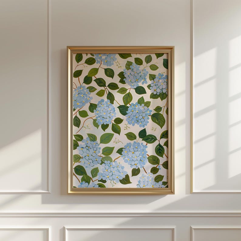 Hydrangea Flower Print: Coastal Blue Wall Art (digital Download) - Etsy