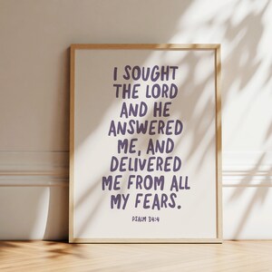 Psalm 34:4 Minimalist Christian Wall Art Print Art Digital Print ...