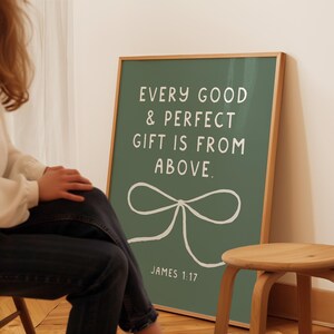Every Good Gift is From Above Cute Bow Christian Wall Art Bible Verse ...