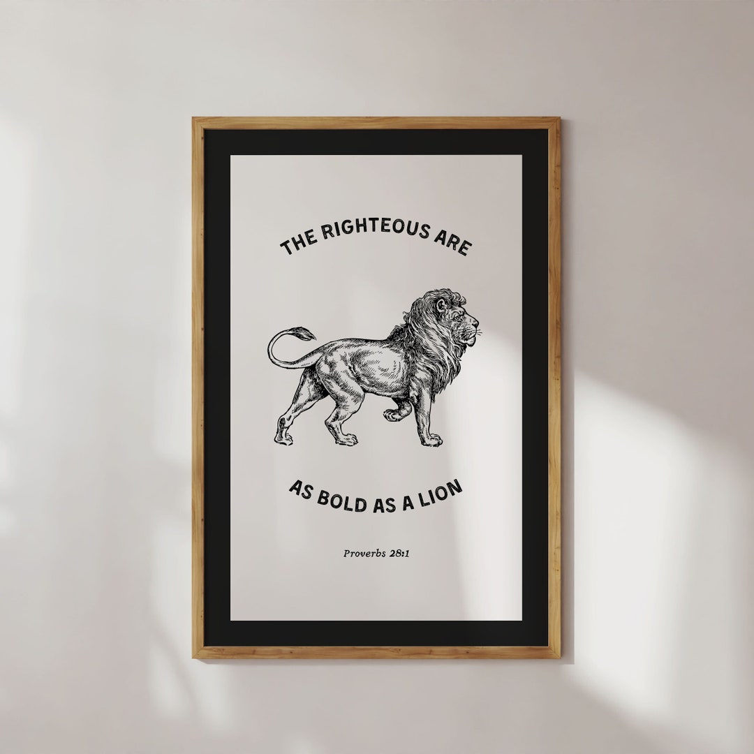 Vintage Proverbs 28:1, Christian Poster, Printable Wall Art, Digital ...