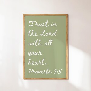 Proverbs 3:5 Christian Wall Art, Christian Quote Minimalist Poster ...