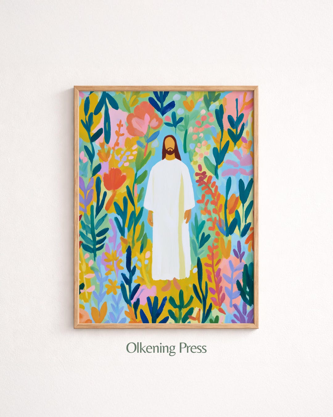 Joyful Jesus in Vibrant Blooms - Modern Christian Wall Art, Scripture ...
