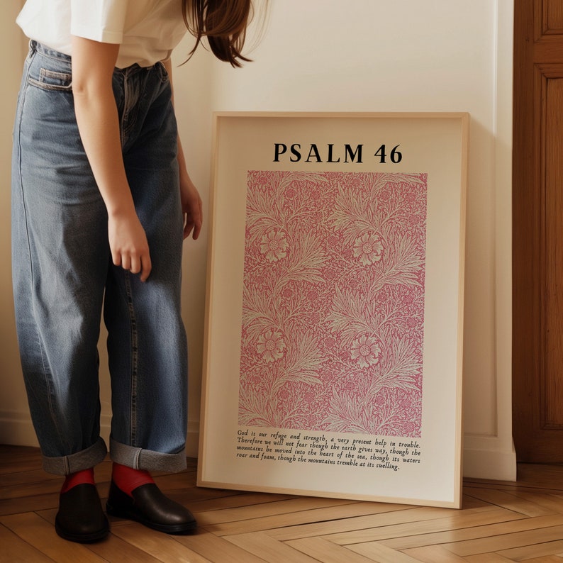 Psalm 46 Christian Wall Art: William Morris Floral Print (digital ...