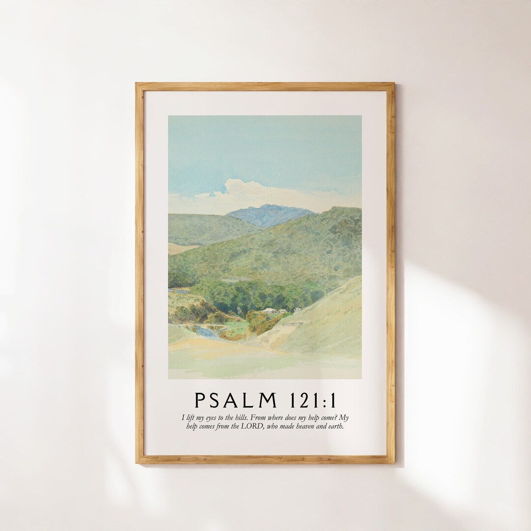 Psalm 121 Vintage Watercolor Painting Bible Verse Wall Art Christian ...