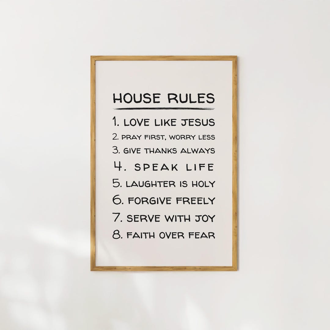 Christian House Rules Print: Minimalist Scripture, Family Values ...