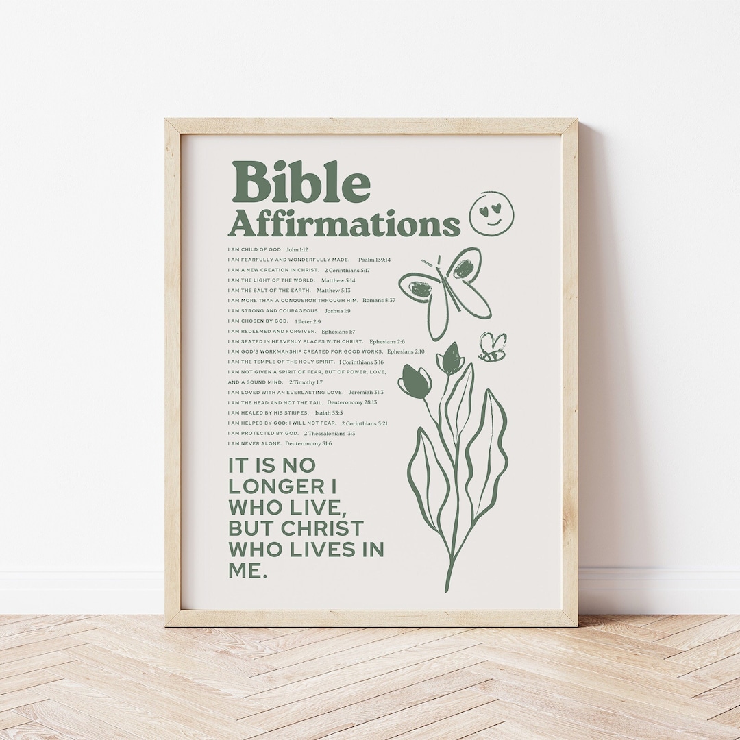 Bible Affirmations Poster for Christian Girl Room Decor for Sunday ...