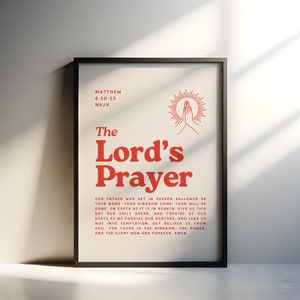 The Lord's Prayer Retro Christian Wall Art Minimalist Christian Poster ...