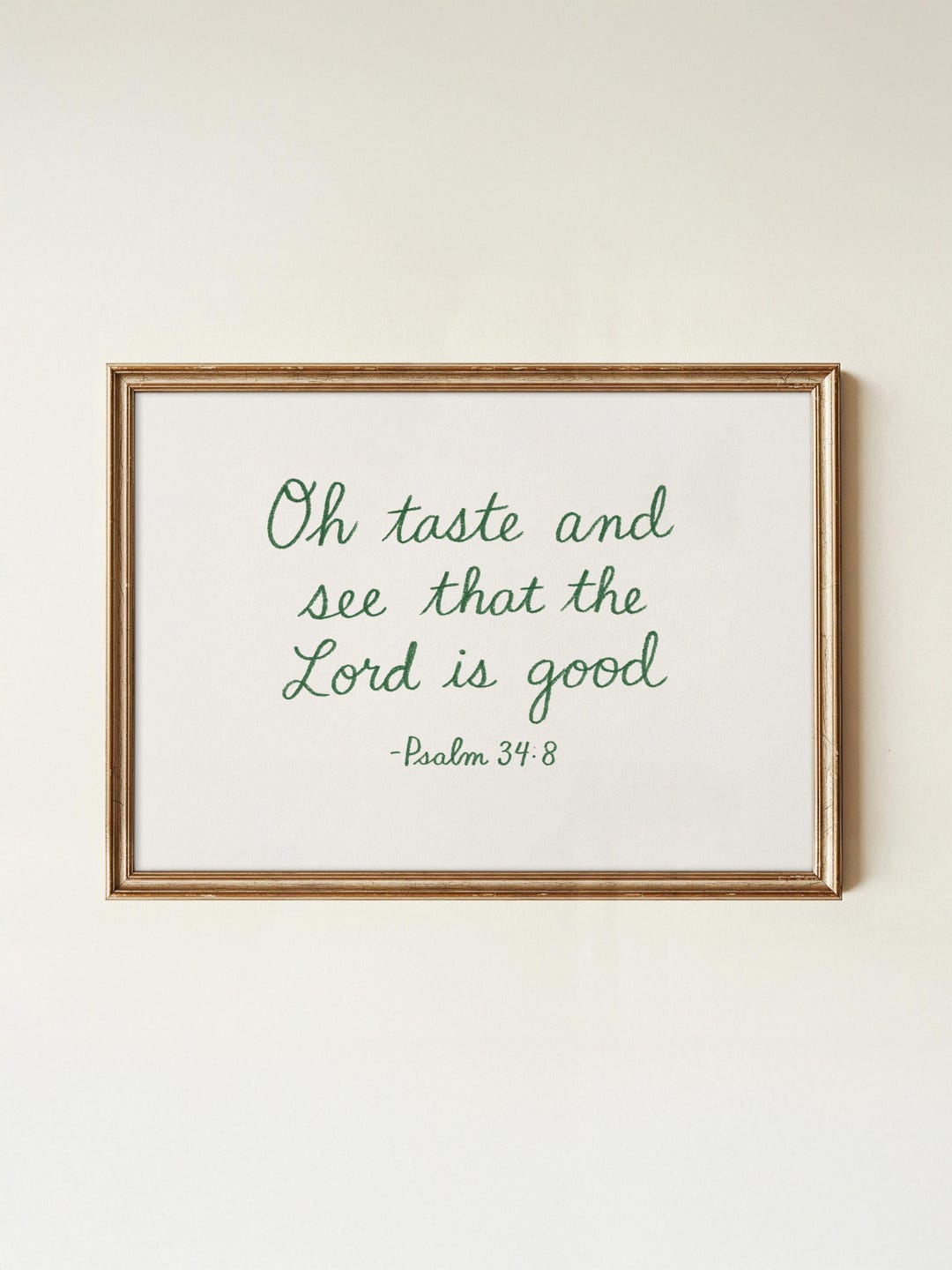 Christian Wall Art, Bible Verse Printable, Psalm 34:8 in Green ...