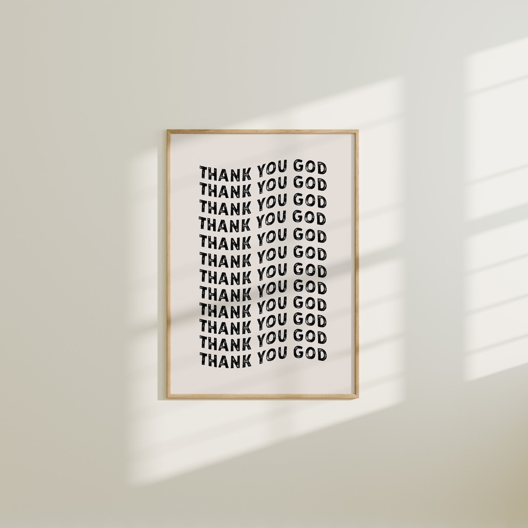 Thank You God Typography Poster. Christian Quote. Dorm Room Wall Art ...