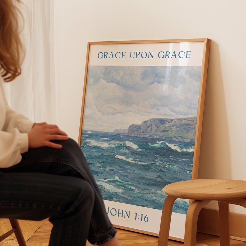 Grace Upon Grace, Christian Wall Art, Coastal Granddaughter Prints ...