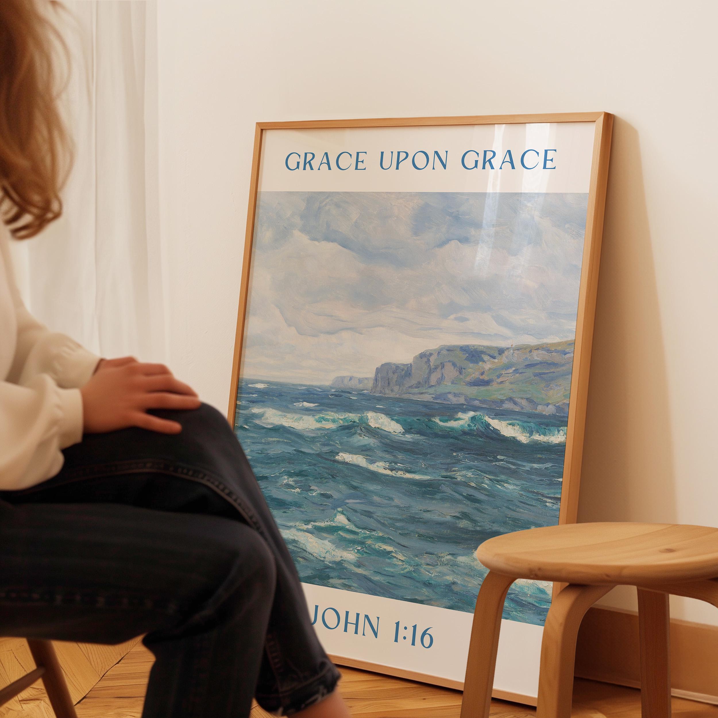 Grace Upon Grace, Christian Wall Art, Coastal Granddaughter Prints ...