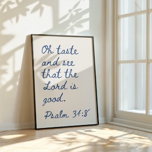 Psalm 34:8 Christian Wall Art Bible Verse Quote Coastal Granddaughter ...