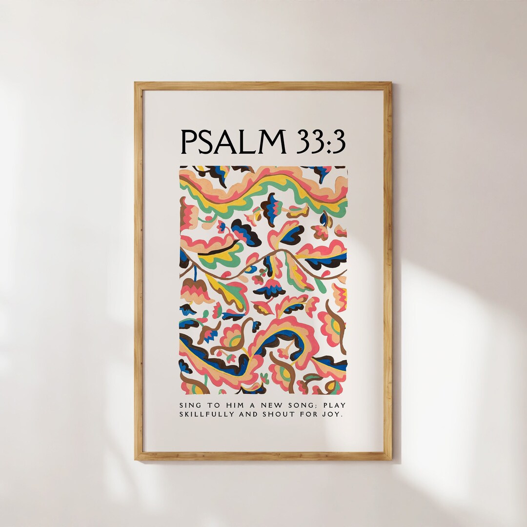 Psalm 33 Vintage Floral Print, Paisley Pattern Wall Art, Bible Verse ...