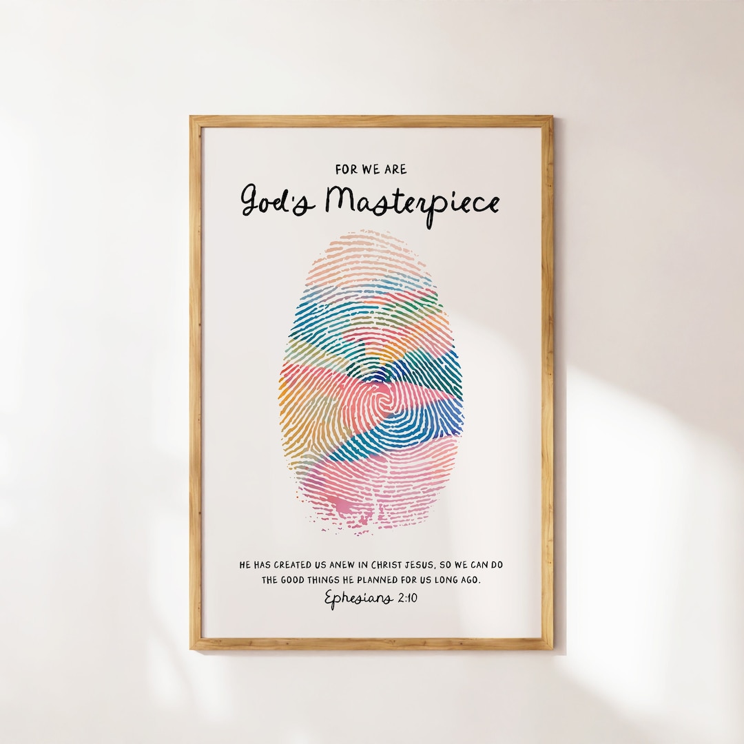 God's Masterpiece Christian Wall Art Colorful Fingerprint Watercolor ...