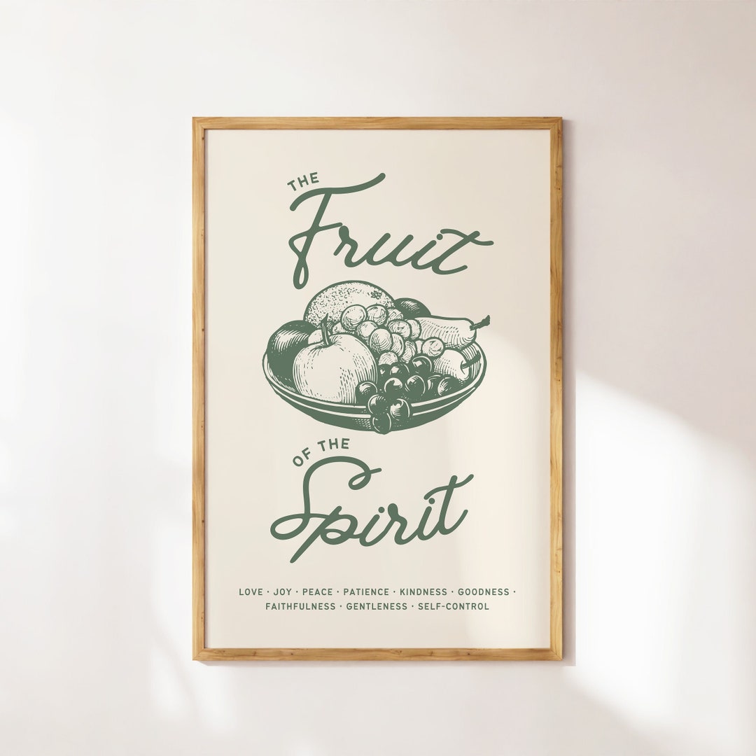 Fruit of the Spirit Wall Art Vintage Kitchen Poster Sage Green Wall Art ...