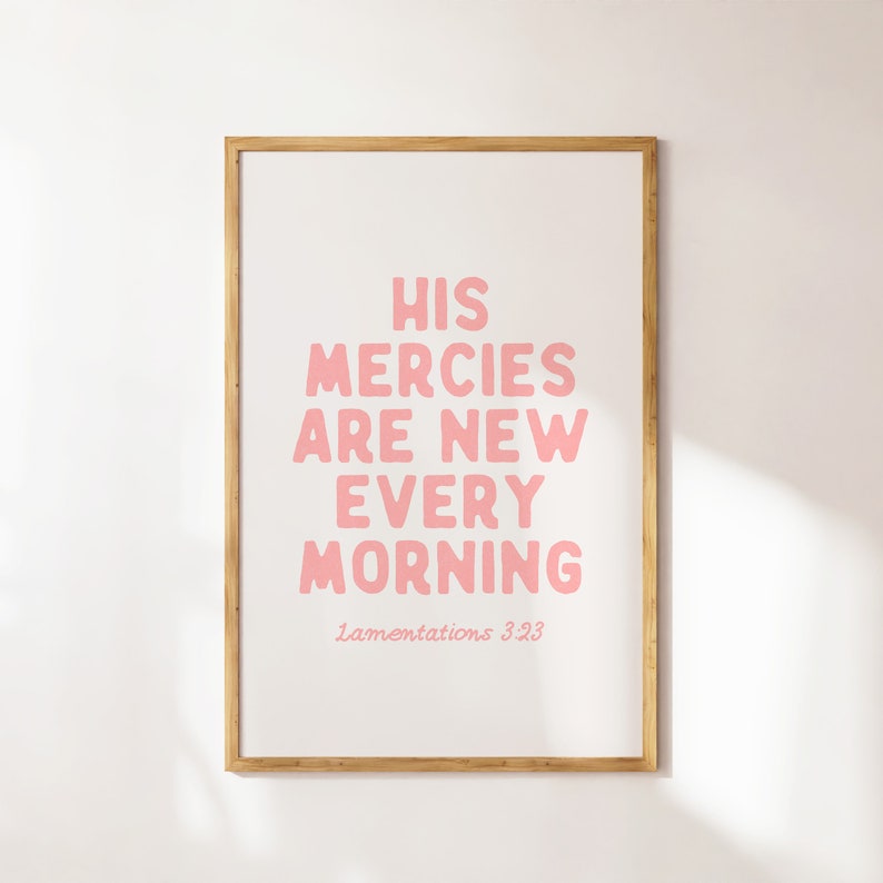 Lamentations 3 Pink Christian Wall Art: Bible Verse Print (digital ...