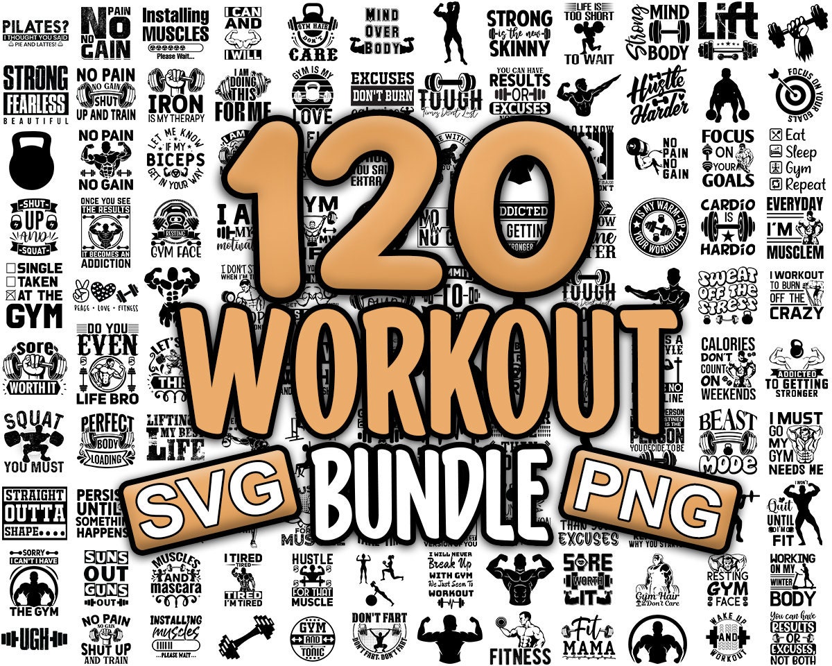 Workout Svg Gym Svg Bundle Fitness Svg Exercise Svg Barbell - Etsy