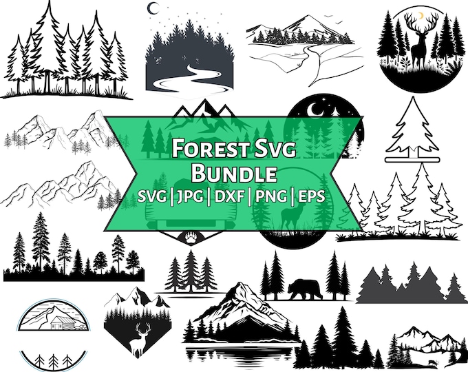Tree Svg Bundle, Forest Line Svg, Dxf, Png, Jpg, Tree Line Svg, Forest ...