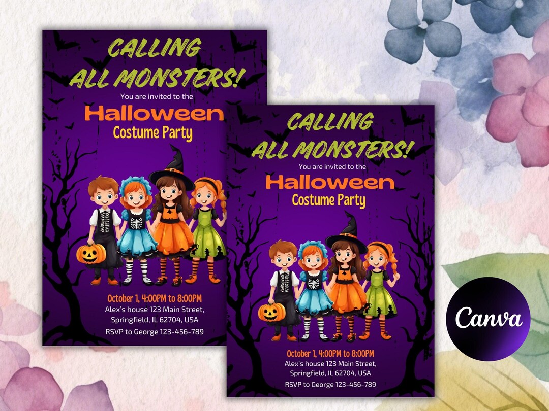Editable Spooktacular Halloween Birthday Invitation: Costume Party ...