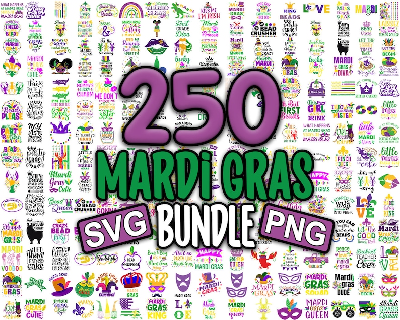 Mardi Gras Svg Bundle Louisiana Happy Mardi Beads Crusher Drink Drank ...