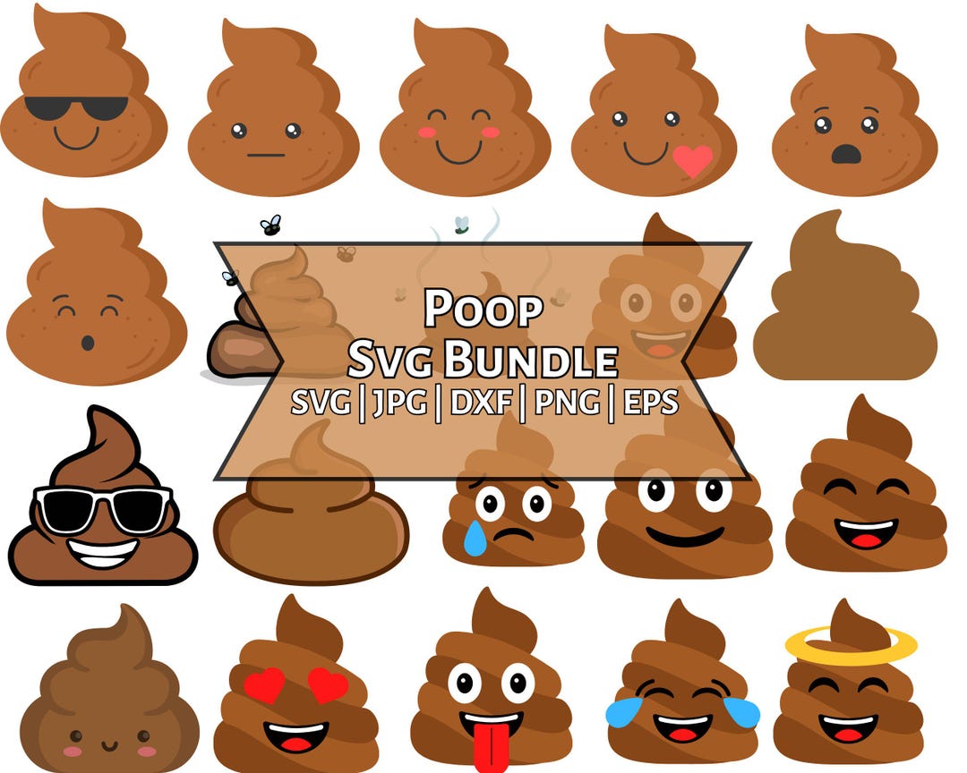 Kawaii Poop Emoji SVG Bundle: Clipart, Cut File (digital Download ...