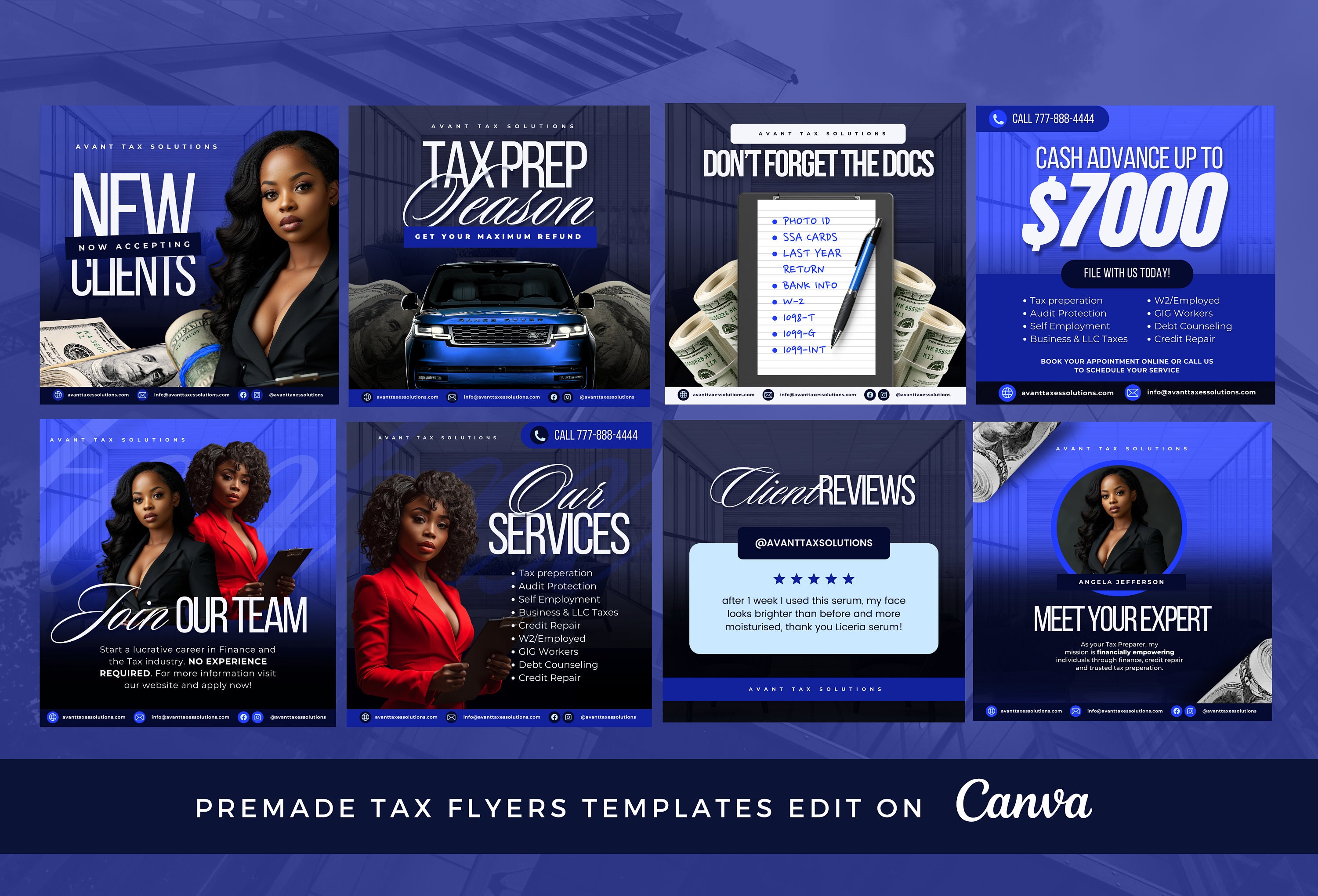Blue Tax Prep Services DIY Flyer Bundle | Tax Branding Flyer Template ...