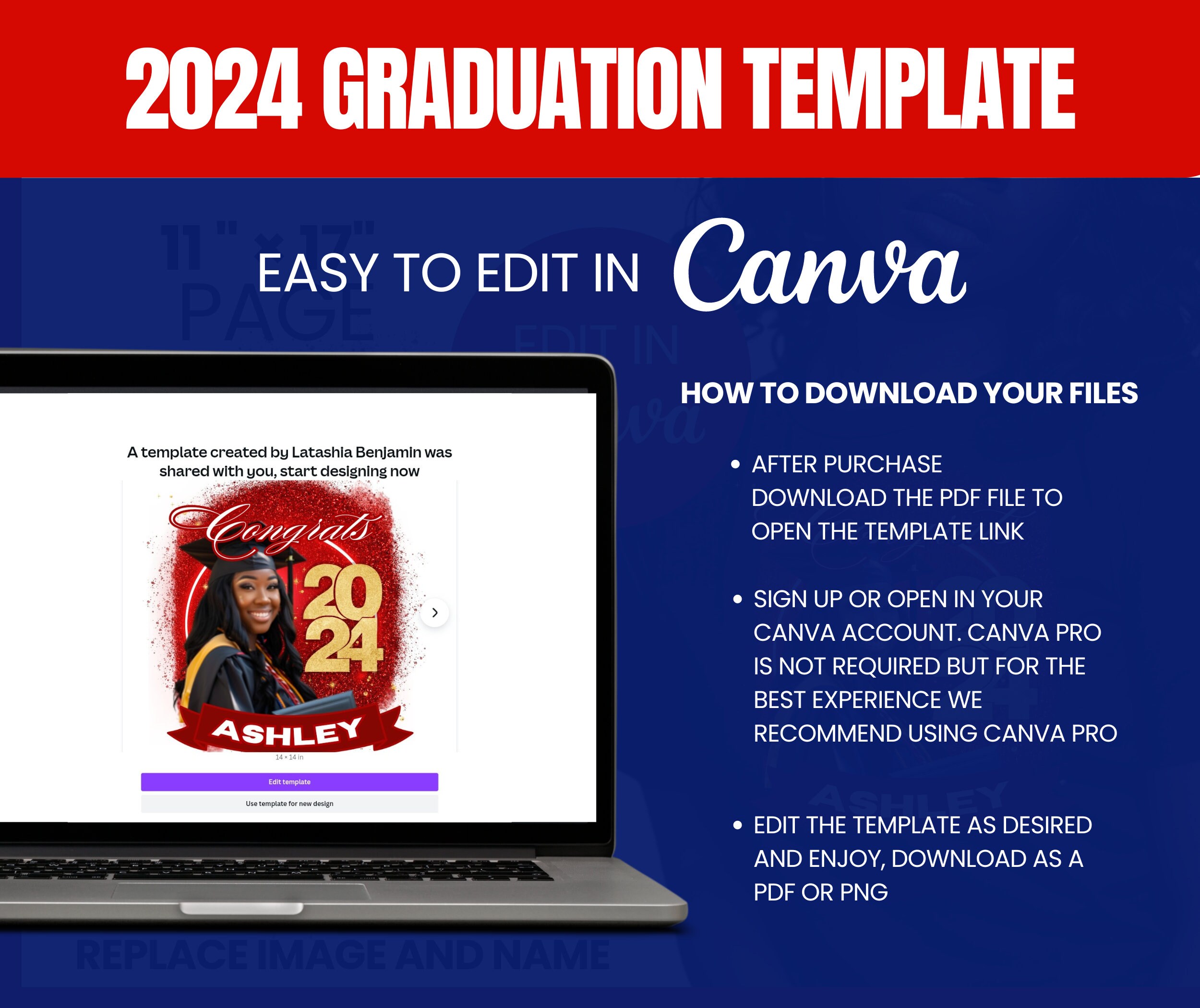 Graduation Template T-shirt DIY, Graduation Template Kit, Edit in Canva ...