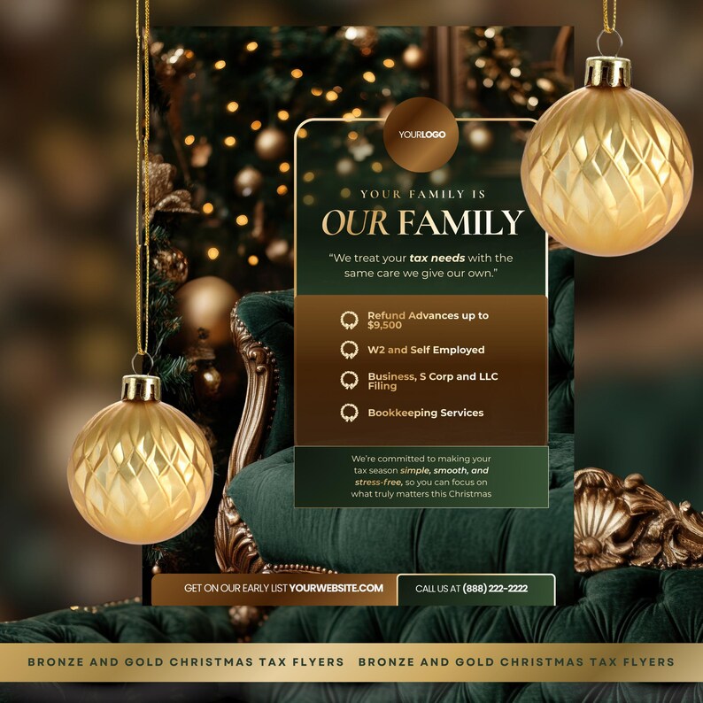 Christmas Tax Flyer Templates, Gold Bronze Design (canva Editable) - Etsy