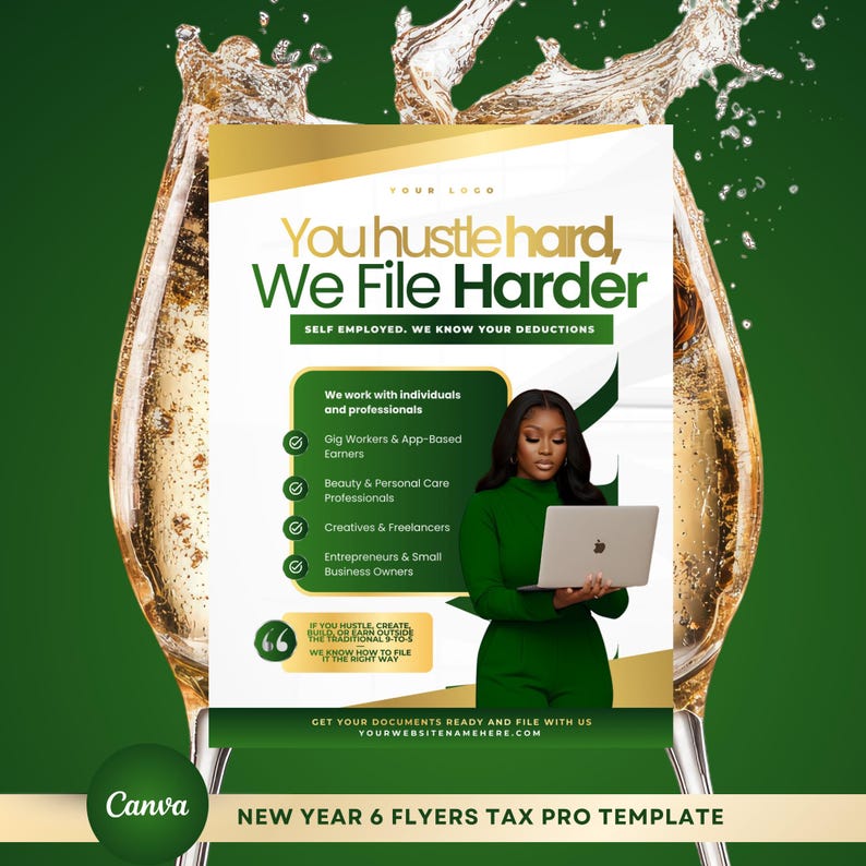 Green Tax Prep Marketing Designs | Editable Social Media Flyers for Tax ...