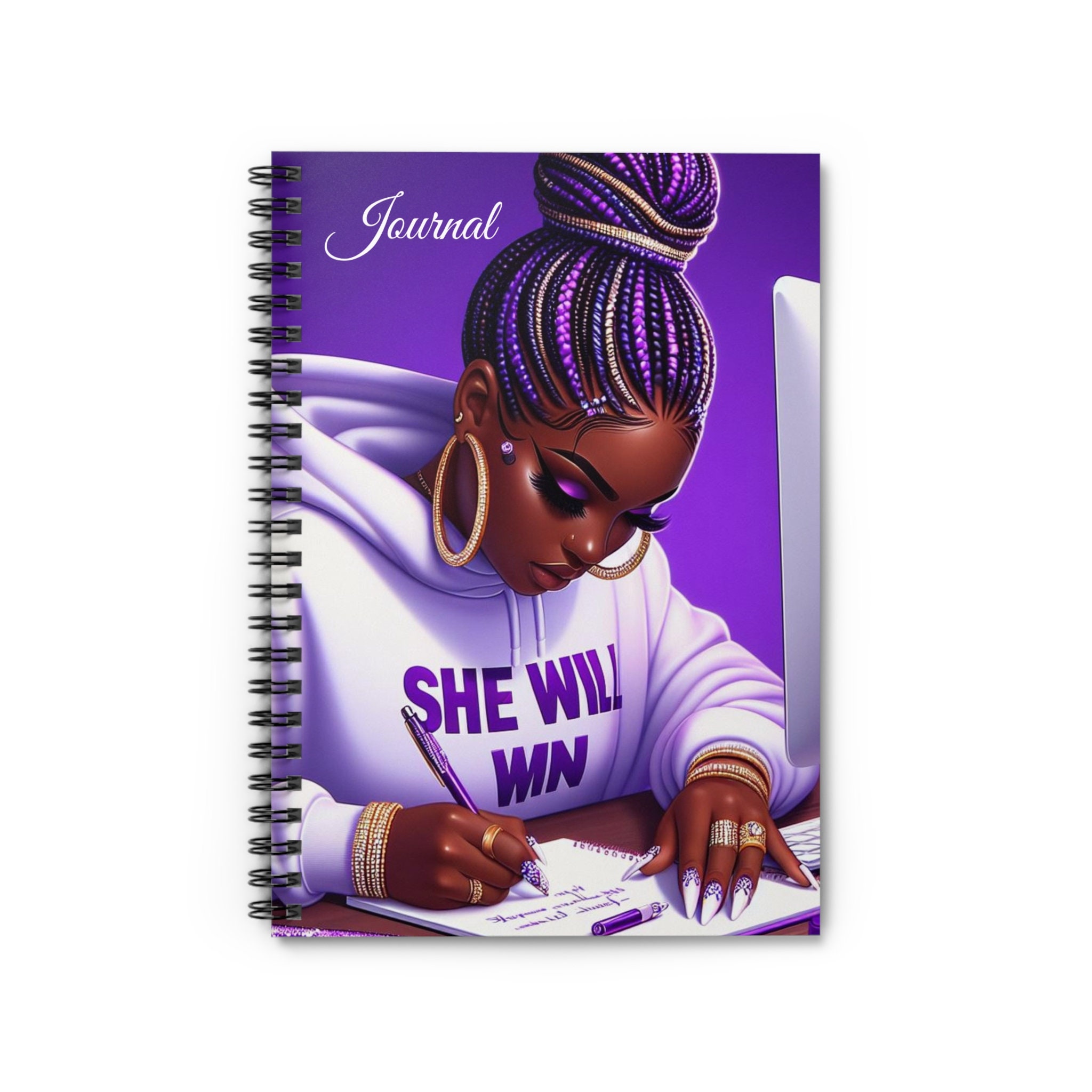 She Will Win Journal Spiral Notebook Ruled Line Black Girl Journal ...