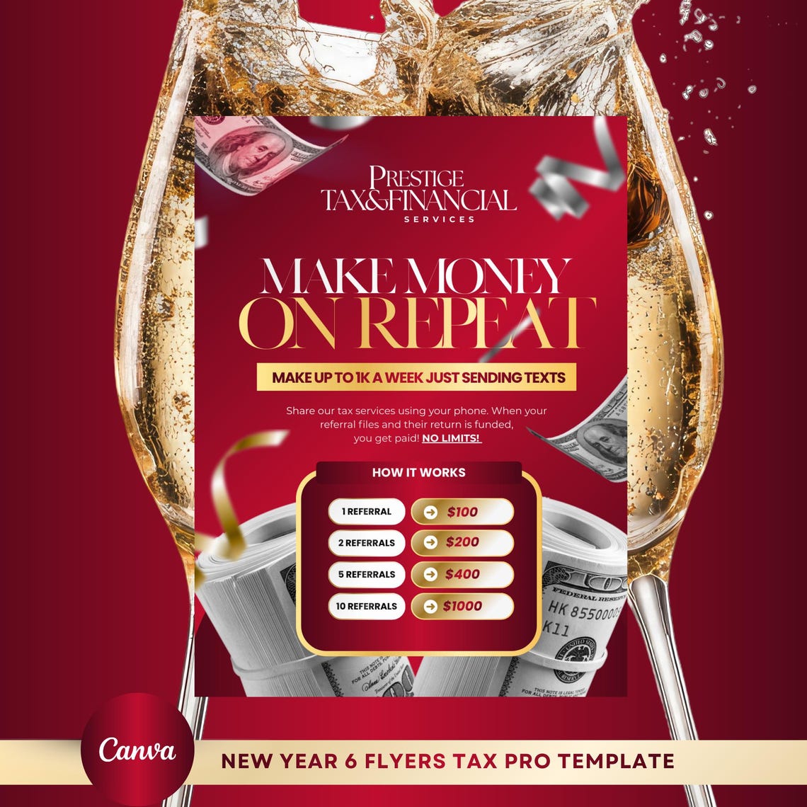 Red and Gold Tax Prep Marketing Designs | Editable Social Media Flyers ...