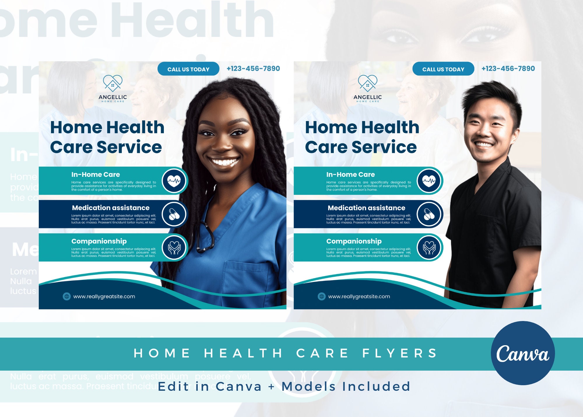 Home Health Care Services Flyer, Senior Care Flyer, Caregiver Services Flyer, Home Care Agency ...