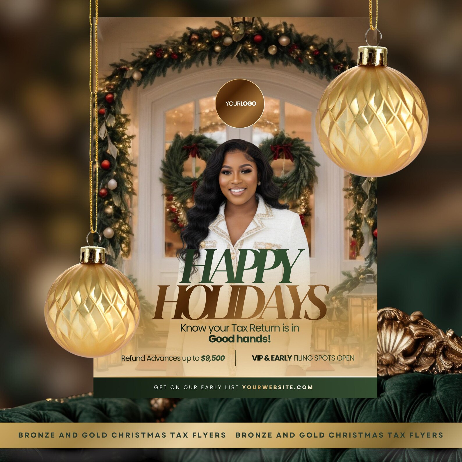Christmas Tax Flyer Templates, Gold Bronze Design (canva Editable) - Etsy