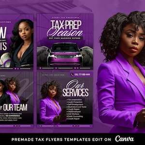 Tax Prep Flyer Template Bundle | DIY Tax Business Branding (canva ...