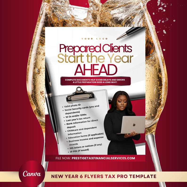 Red and Gold Tax Prep Marketing Designs | Editable Social Media Flyers ...