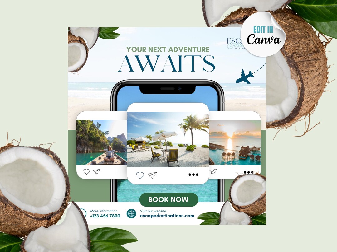 DIY Travel Agent Flyer, Luxurious Vacation Template (canva Editable) - Etsy
