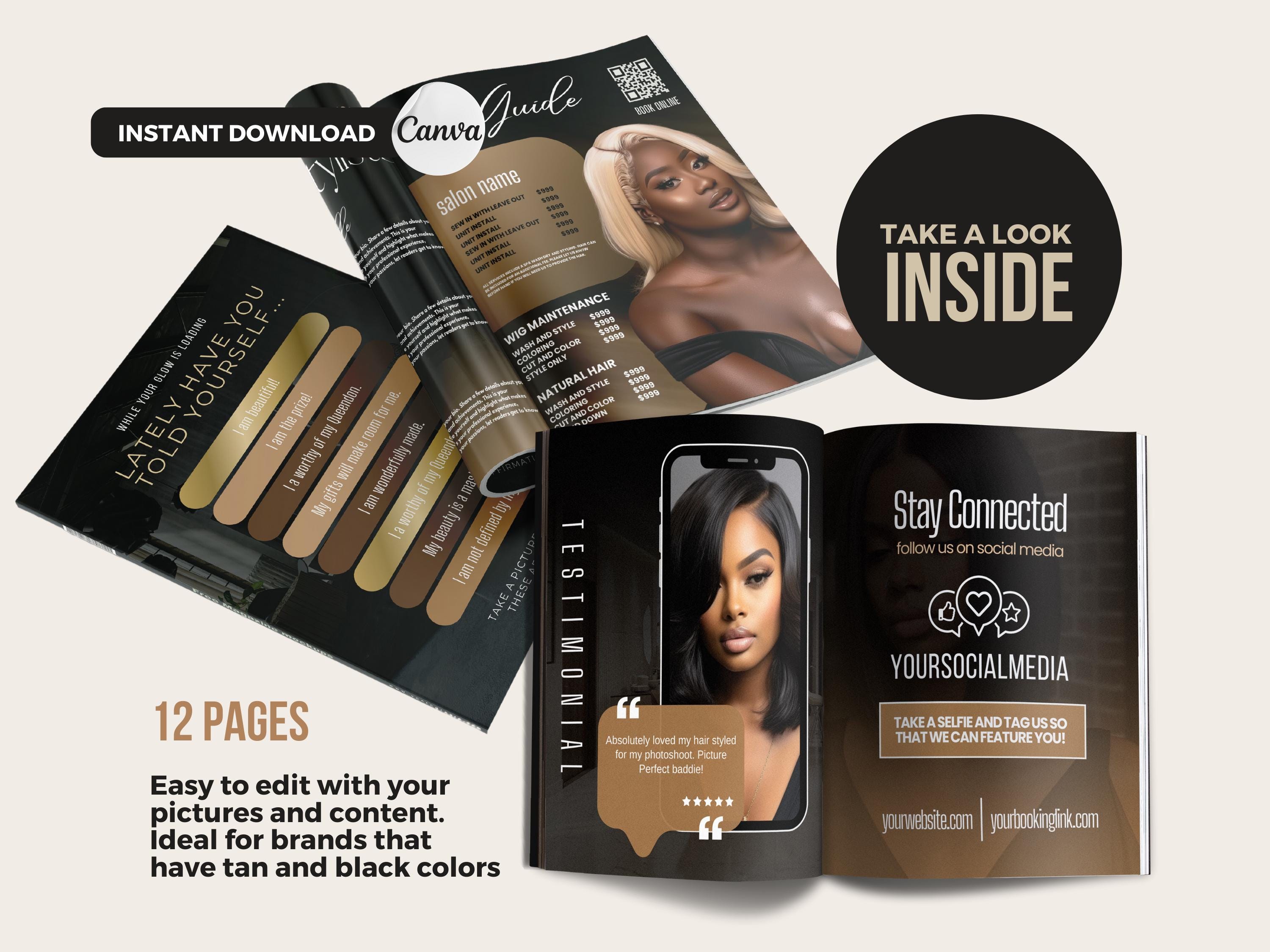 Beauty Magazine Template, Lashes, Hair, Nails, MUA (DIY Canva) - Etsy