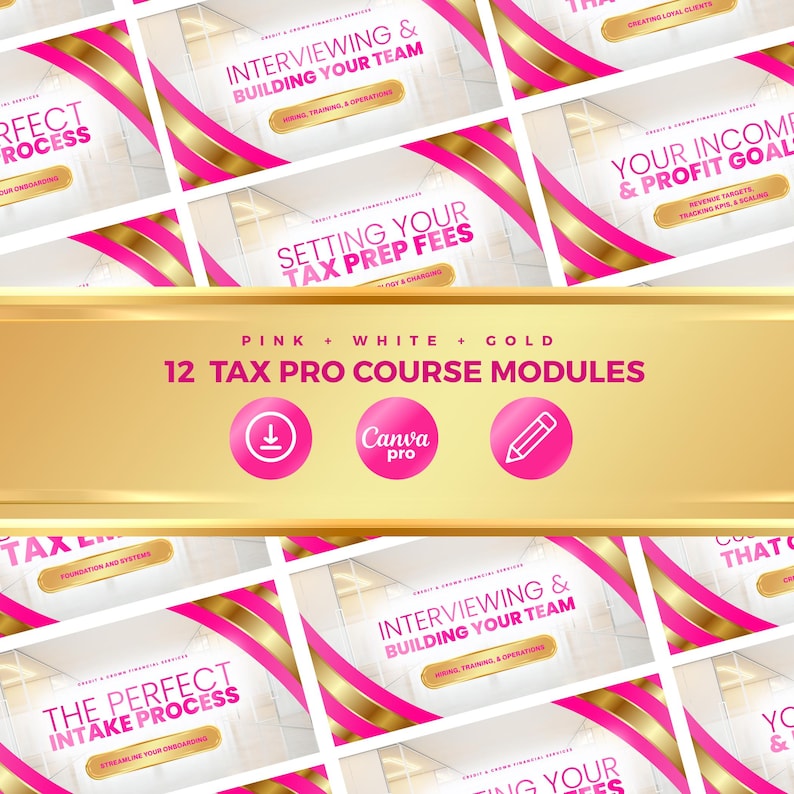 Tax Pro Course Module Templates | Editable Canva Designs (digital ...