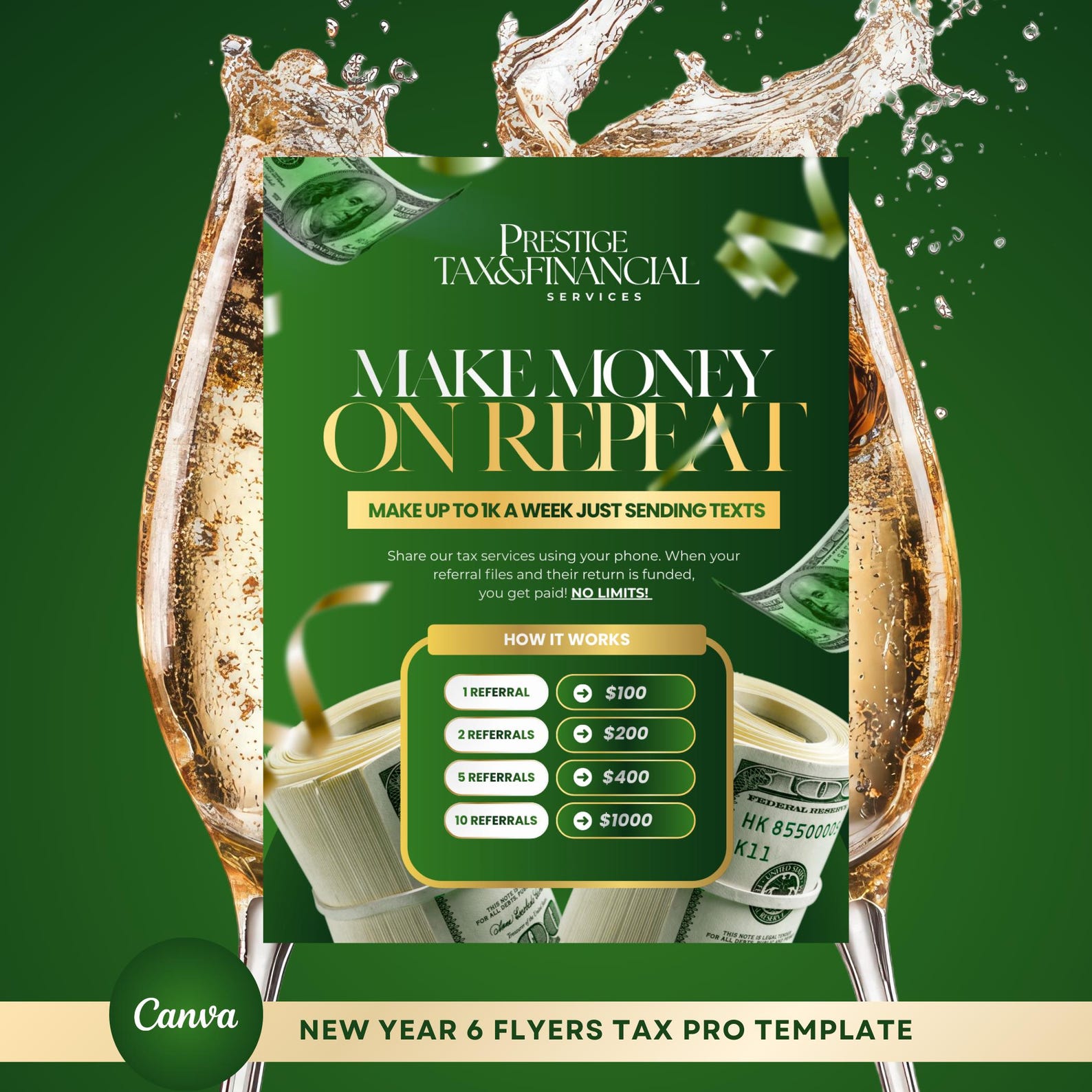 Green Tax Prep Marketing Designs | Editable Social Media Flyers for Tax ...