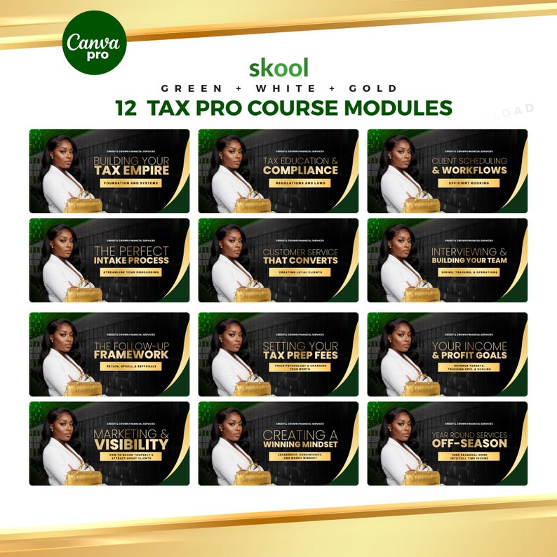Tax Pro Course Module Templates | Editable Canva Designs (digital ...