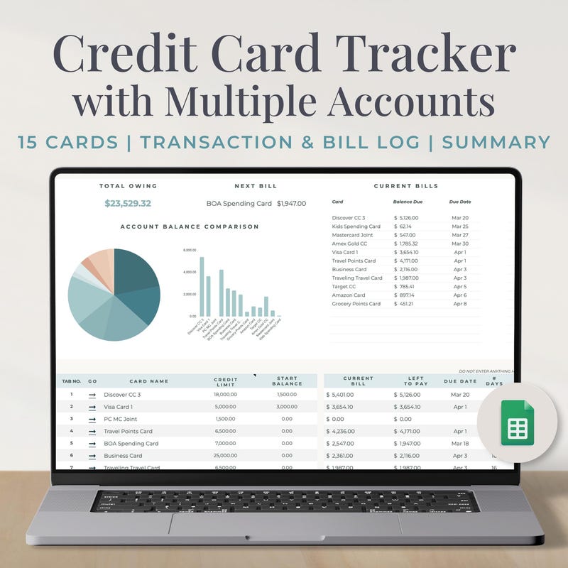 Credit Card List Template - Etsy