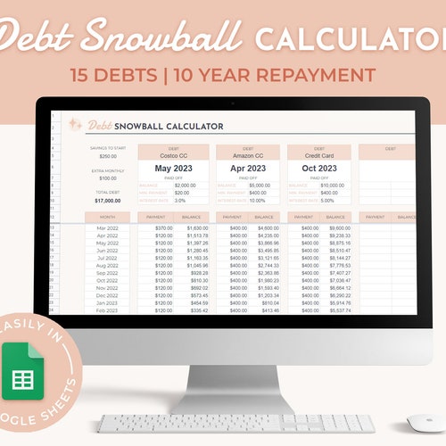 Debt Snowball Calculator Debt Snowball Spreadsheet Budget - Etsy